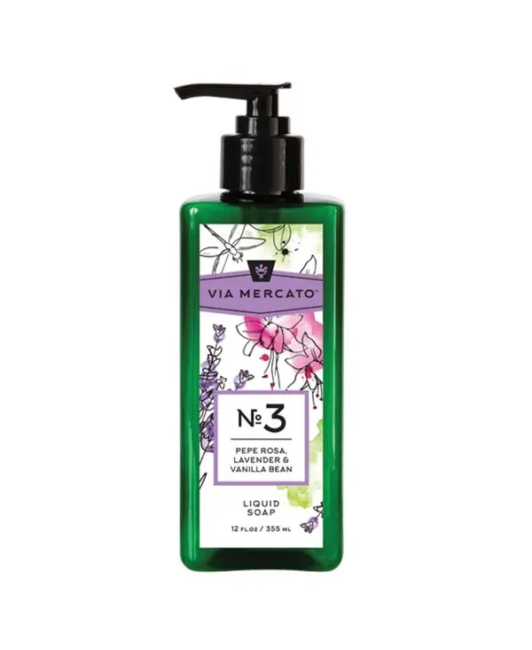 EUROPEAN SOAPS Via Mercato Liquid Hand Soap - No 3,pepe Rose,lavender  Vanilla