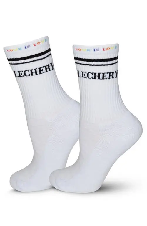 LECHERY® Love Is Love Varsity Striped Crew Socks