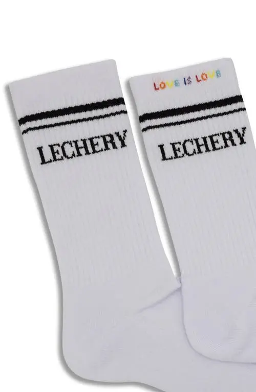 LECHERY® Love Is Love Varsity Striped Crew Socks