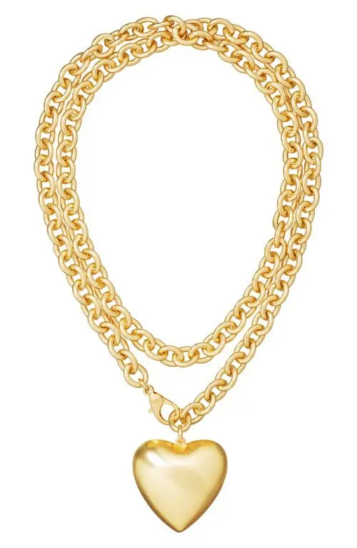 ROXANNE ASSOULIN Puffy Heart Pendant Necklace - Gold