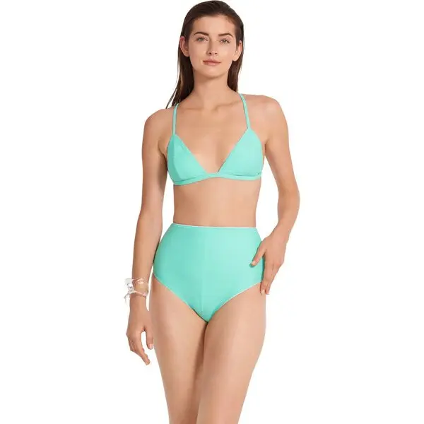 ANSEA Reversible High Waist Bikini Bottom - White/mint