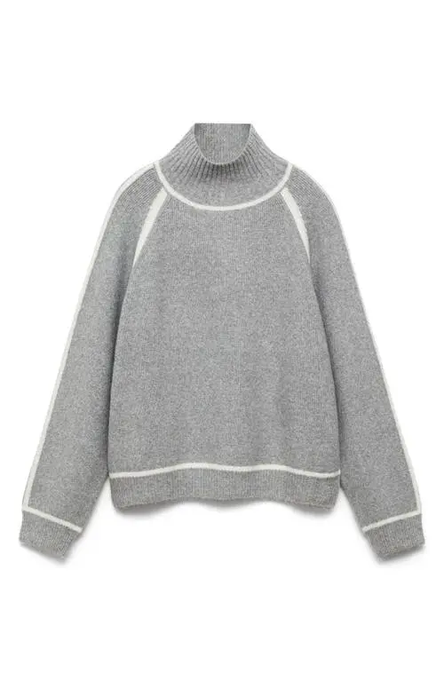Mango Contrast Detail Turtleneck Sweater