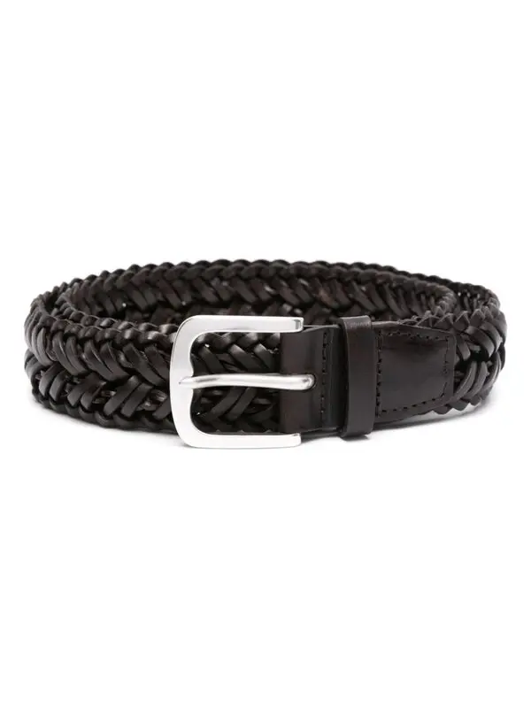 ORTIGNI Braided Leather Belt - Brown