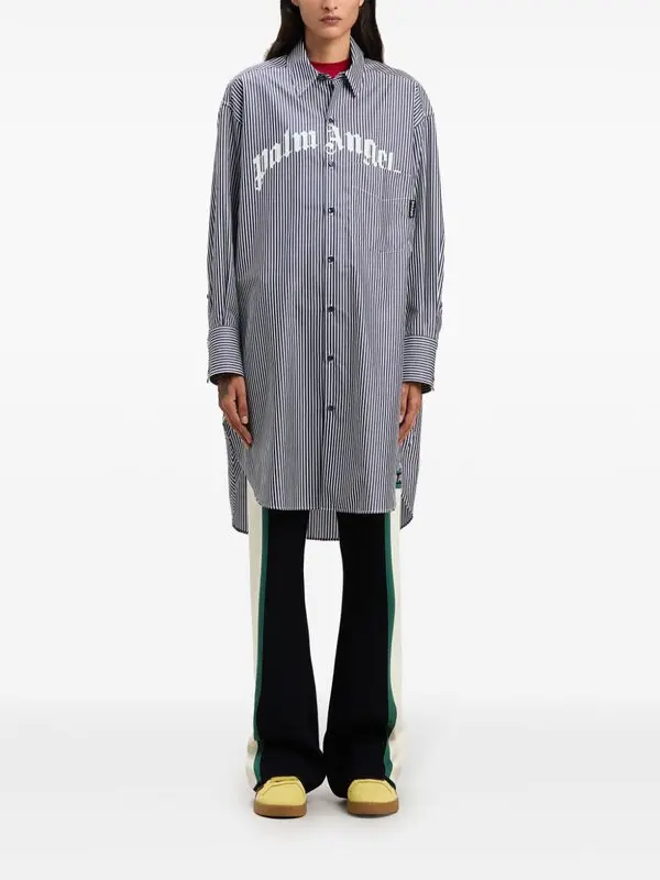 Palm Angels Striped Midi Shirt Dress