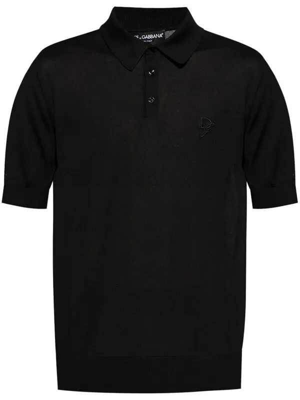 Dolce & Gabbana Embroidered-logo Polo Shirt - Black