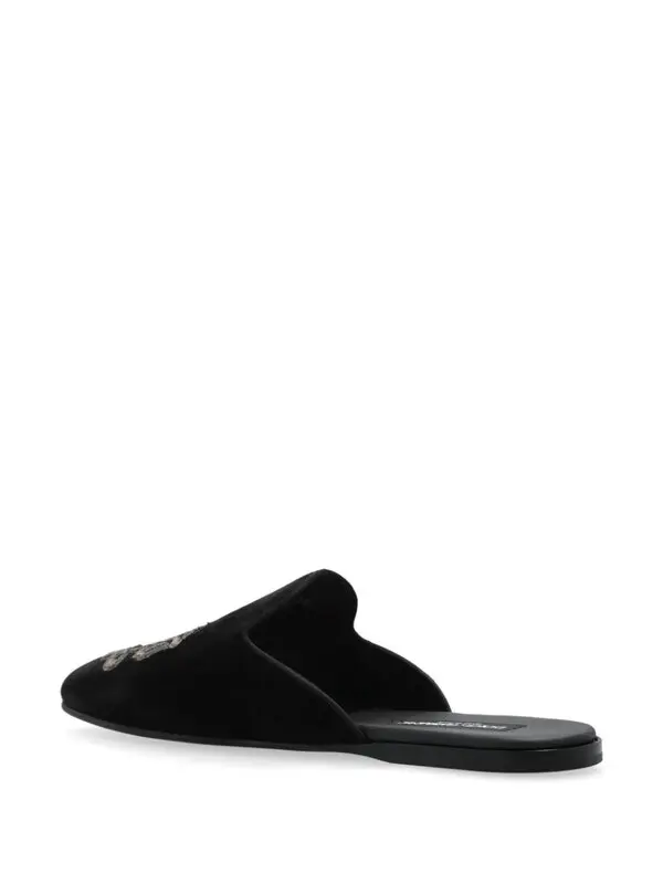 Dolce & Gabbana Logo-embroidered Slippers - Black