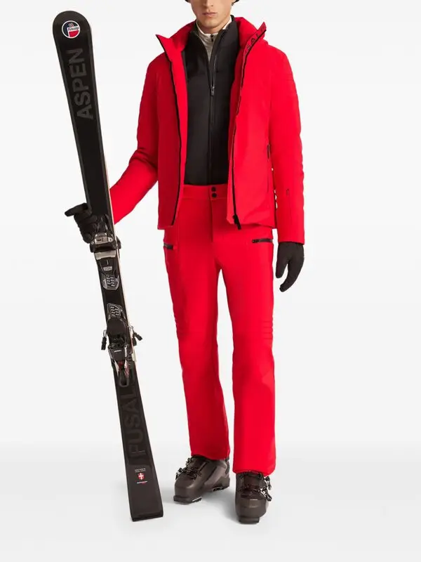 Fusalp Black Zippers Water Repellent Logo Patch Padded Ski Jacket - Red