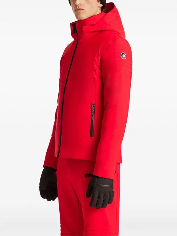 Fusalp Black Zippers Water Repellent Logo Patch Padded Ski Jacket - Red