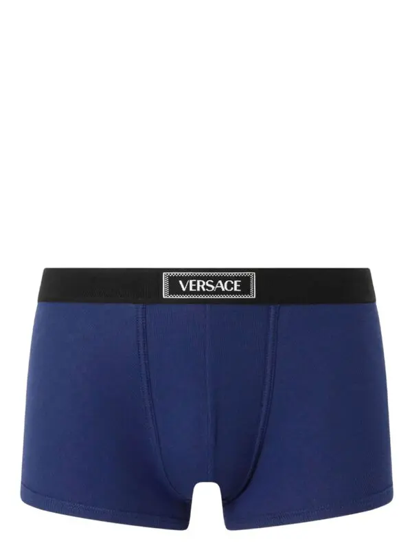 Versace 90s Logo Ribbed Boxers - Blue