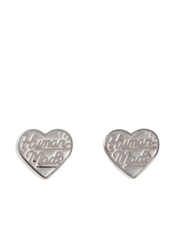 Human Made Logo Heart Earrings In Silver - 5% Off | Editorialist