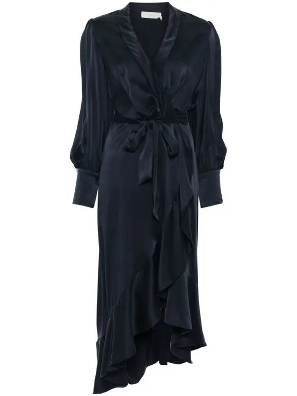 Zimmermann Wrap Silk Midi Dress - Blue