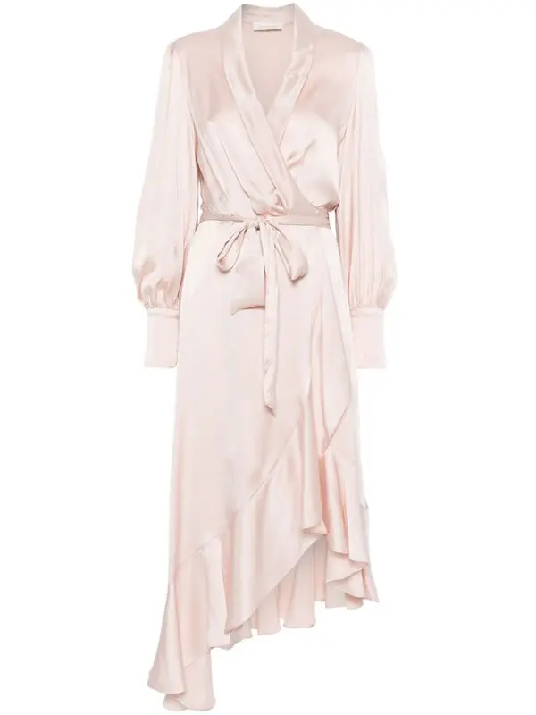 Zimmermann Wrap Silk Midi Dress - Pink