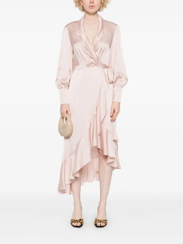 Zimmermann Wrap Silk Midi Dress - Pink