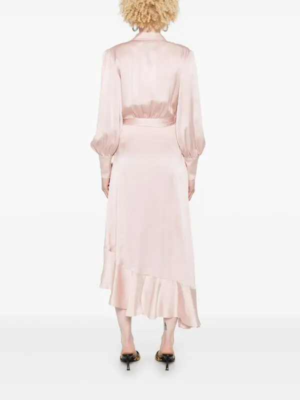 Zimmermann Wrap Silk Midi Dress - Pink
