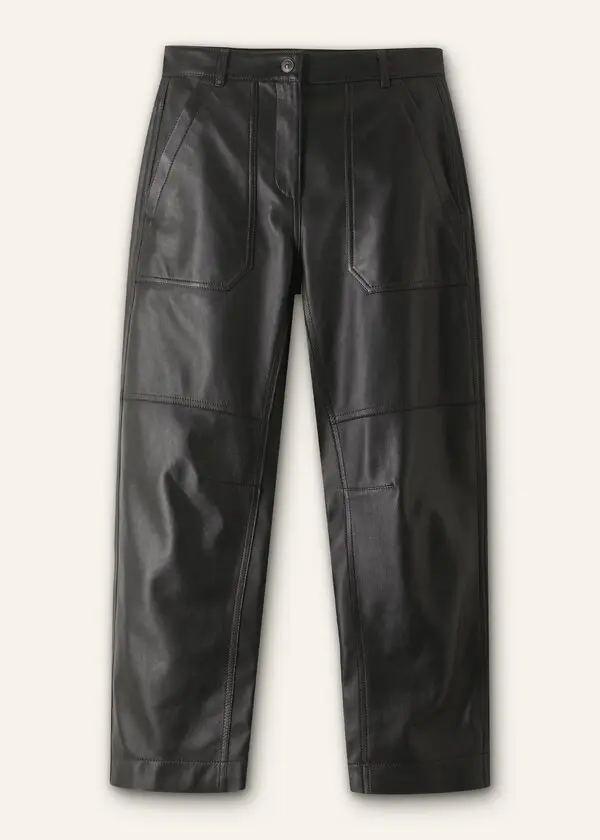 ME+EM Engineered-leg Leather Trouser - Black Brown