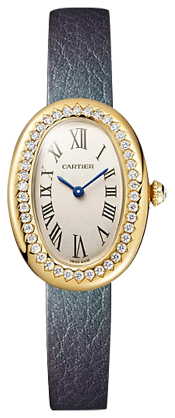 CARTIER Baignoire Mini 18ct Yellow-gold And Leather Quartz Watch - Yellow Gold