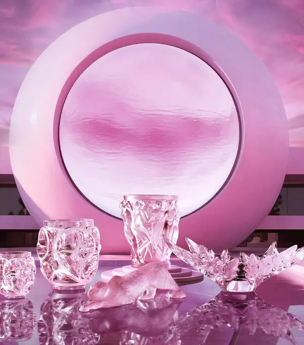 Lalique Crystal Rose Nebula Tourbillons Vase
