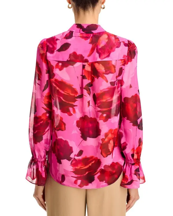 MILLY Lace Floral Print Blouse