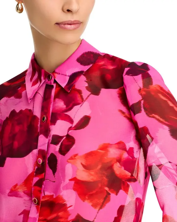 MILLY Lace Floral Print Blouse