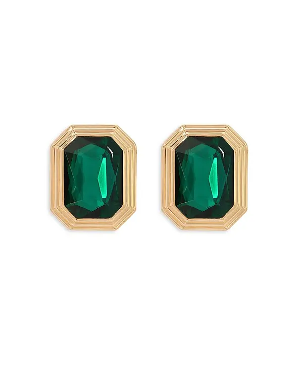 Ettika Stone Stud Earrings - Gold/green