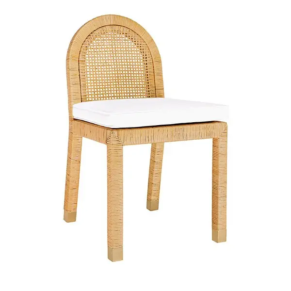 TOV FURNITURE Amara Rattan And Performance Fabric Arched Back Dining Chair - Natural