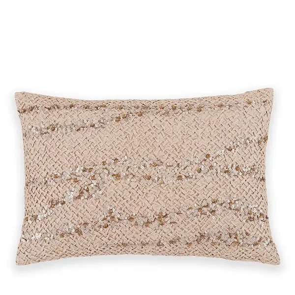 Donna Karan New York Hand Smocked Sequins Decorative Pillow, 14 X 20 - Taupe