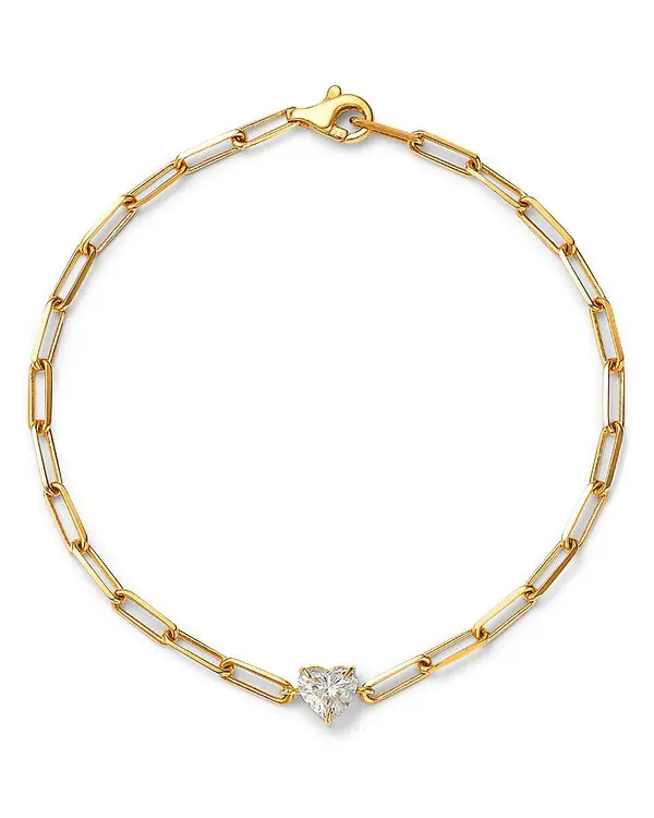 MOON & MEADOW Lumeniri 14k Yellow Heart Lab Grown Diamond Paperclip Bracelet - Gold