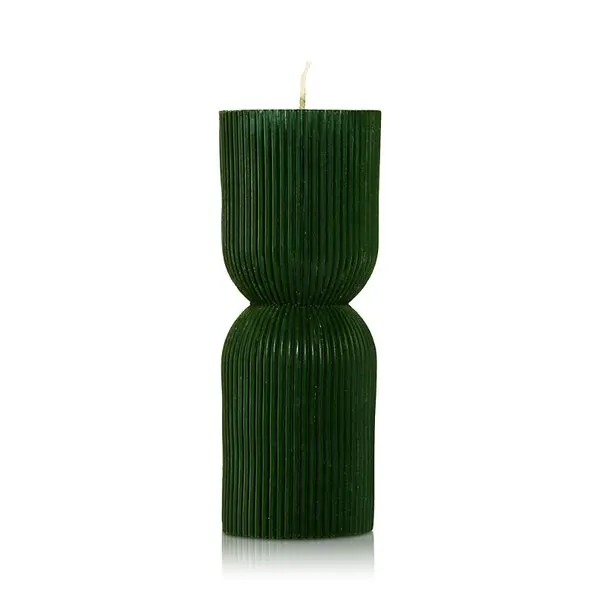 ELUWA STUDIO Joso Short Ridged Candle, 11 Oz - Dark Green