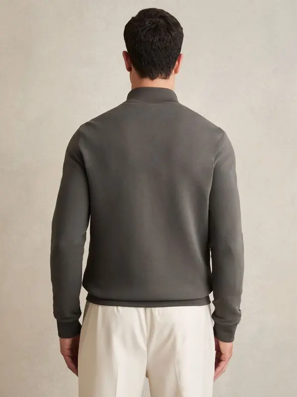 REISS Hybrid Quilt And Interlock Zip Jacket - Sage