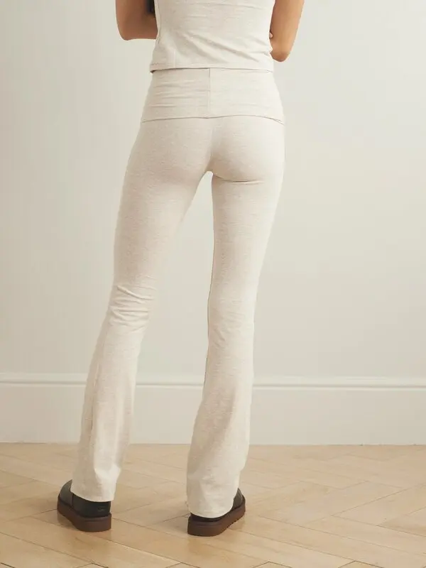 SKIMS Stretch-cotton Jersey Foldover Pants - Neutrals