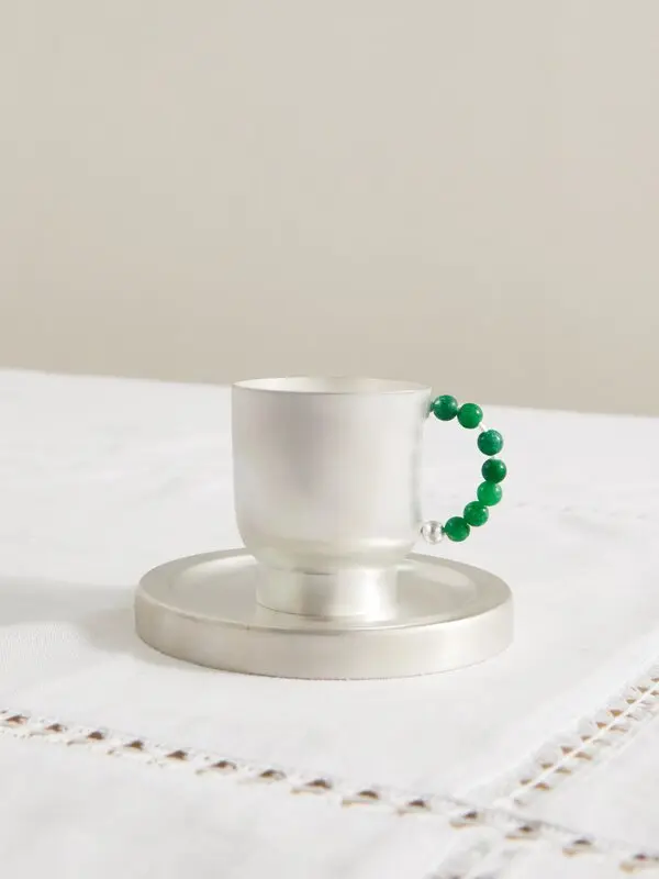 NATALIA CRIADO Perlina -plated Brass And Quartz Teacup And Saucer Set - Silver