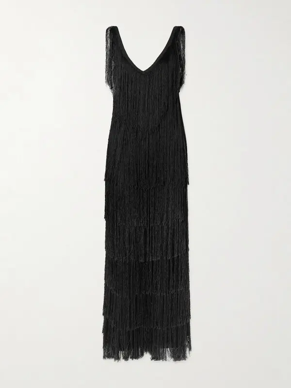 BODE Sweeper Fringed Silk Jumpsuit - Black