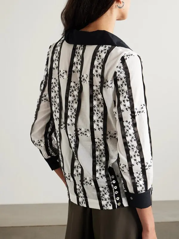 BODE Lattice Sprig Embroidered Cotton Blouse