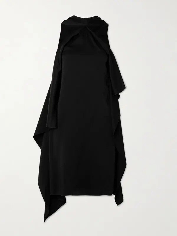Givenchy Ruffled Crepe Halterneck Dress - Black