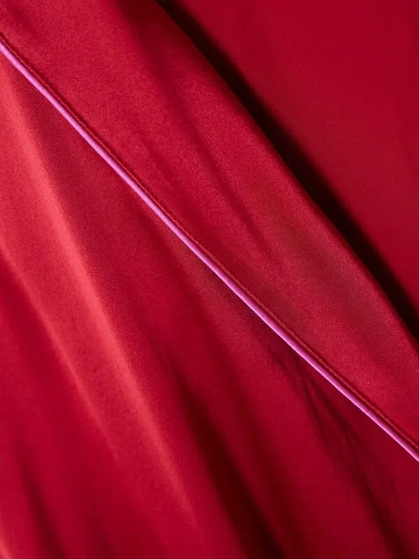 Skin Joy Piped Silk-satin Robe