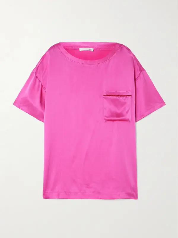 Skin Cheer Silk-satin Pajama Top - Pink