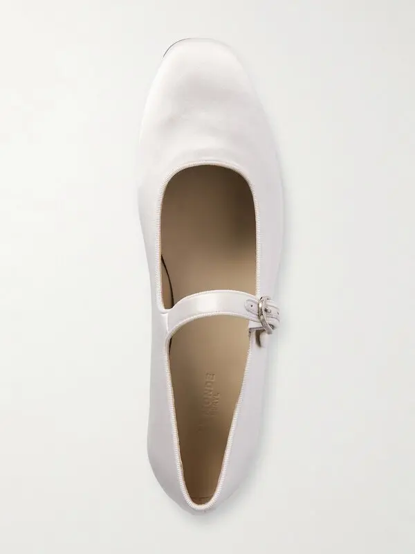 Le Monde Beryl Satin Mary Jane Ballet Flats - Neutrals