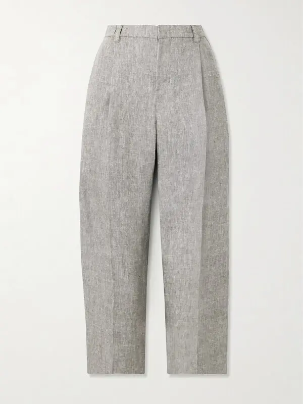 Brunello Cucinelli Cropped Hemp And Linen-blend Pants