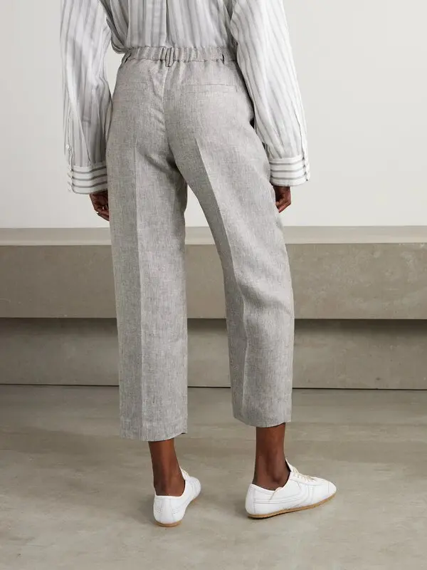 Brunello Cucinelli Cropped Hemp And Linen-blend Pants
