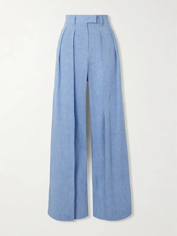 Brunello Cucinelli Pleated Linen-blend Wide-leg Pants