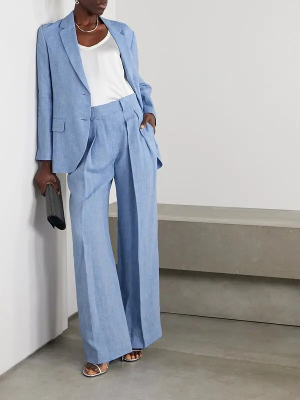 Brunello Cucinelli Pleated Linen-blend Wide-leg Pants