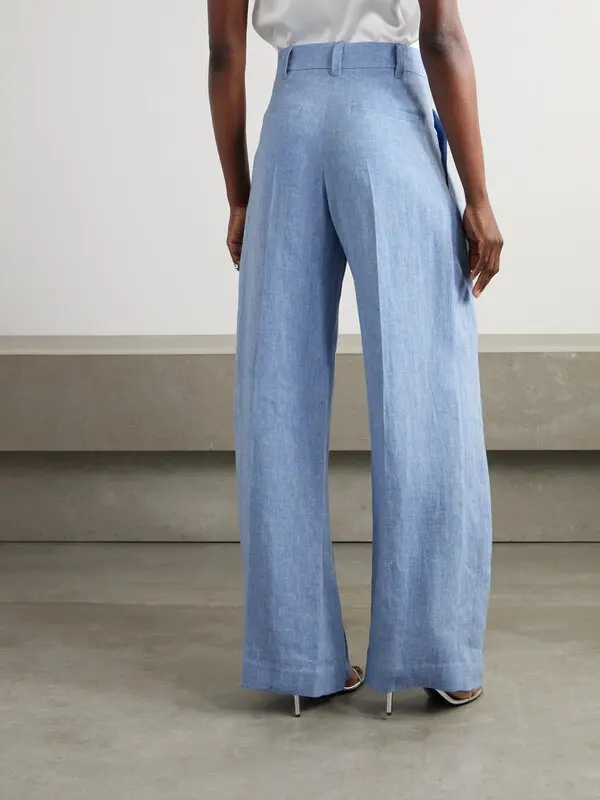 Brunello Cucinelli Pleated Linen-blend Wide-leg Pants