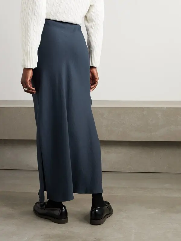 Brunello Cucinelli Crepe Maxi Skirt - Blue