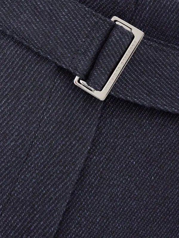 Brunello Cucinelli Belted Cropped Linen-twill Pants