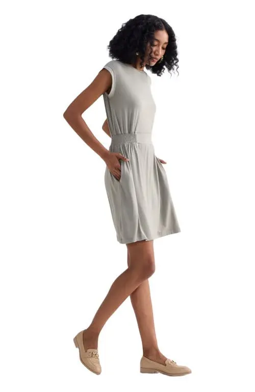 REISTOR Short Dress With Smocking Side Detail