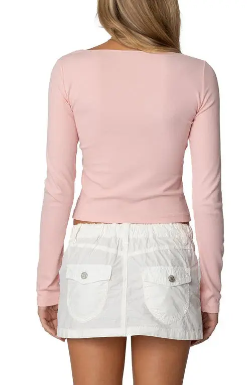 EDIKTED Morgyn Lace Trim Rib Crop Top