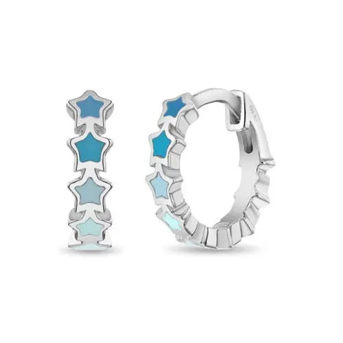 IN SEASON JEWELRY Star Cascade Huggie Hoop Earrings - Blue