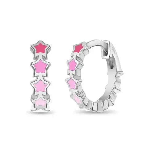 IN SEASON JEWELRY Star Cascade Huggie Hoop Earrings - Pink