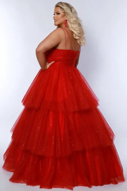SYDNEY'S CLOSET Tiered Ball Gown - Red