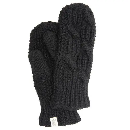NIRVANNA DESIGNS Side Cable Knit Mittens - Black